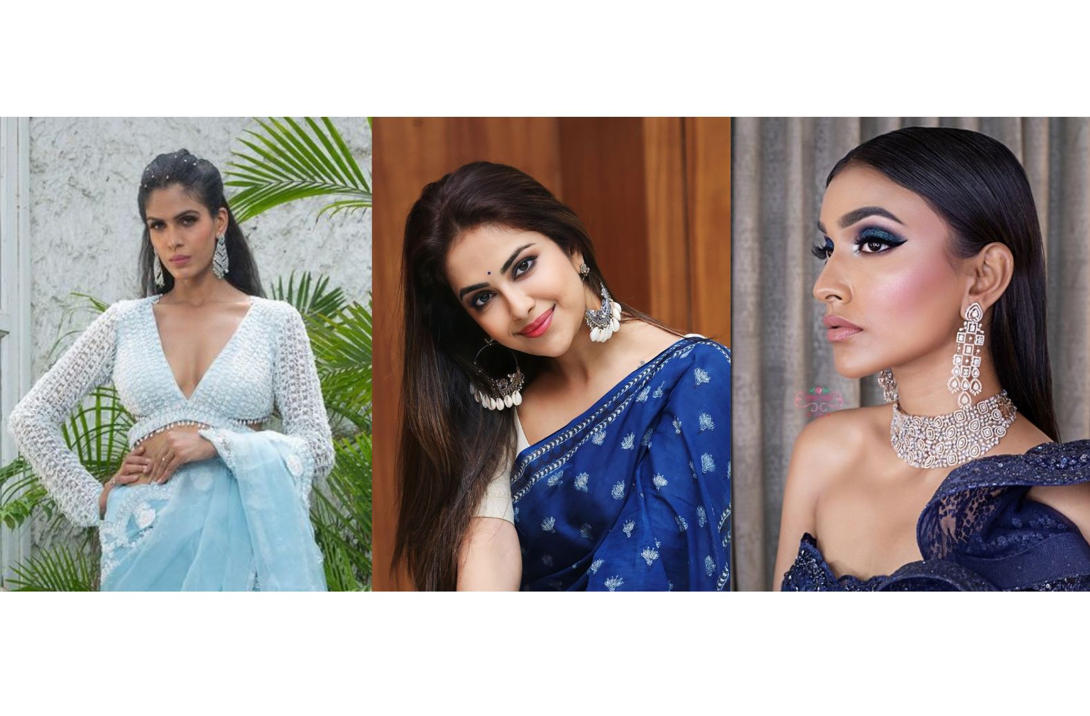 9 Best Blue Saree Makeup Styling Ideas to Look Fab in 2024 – L Factor ...